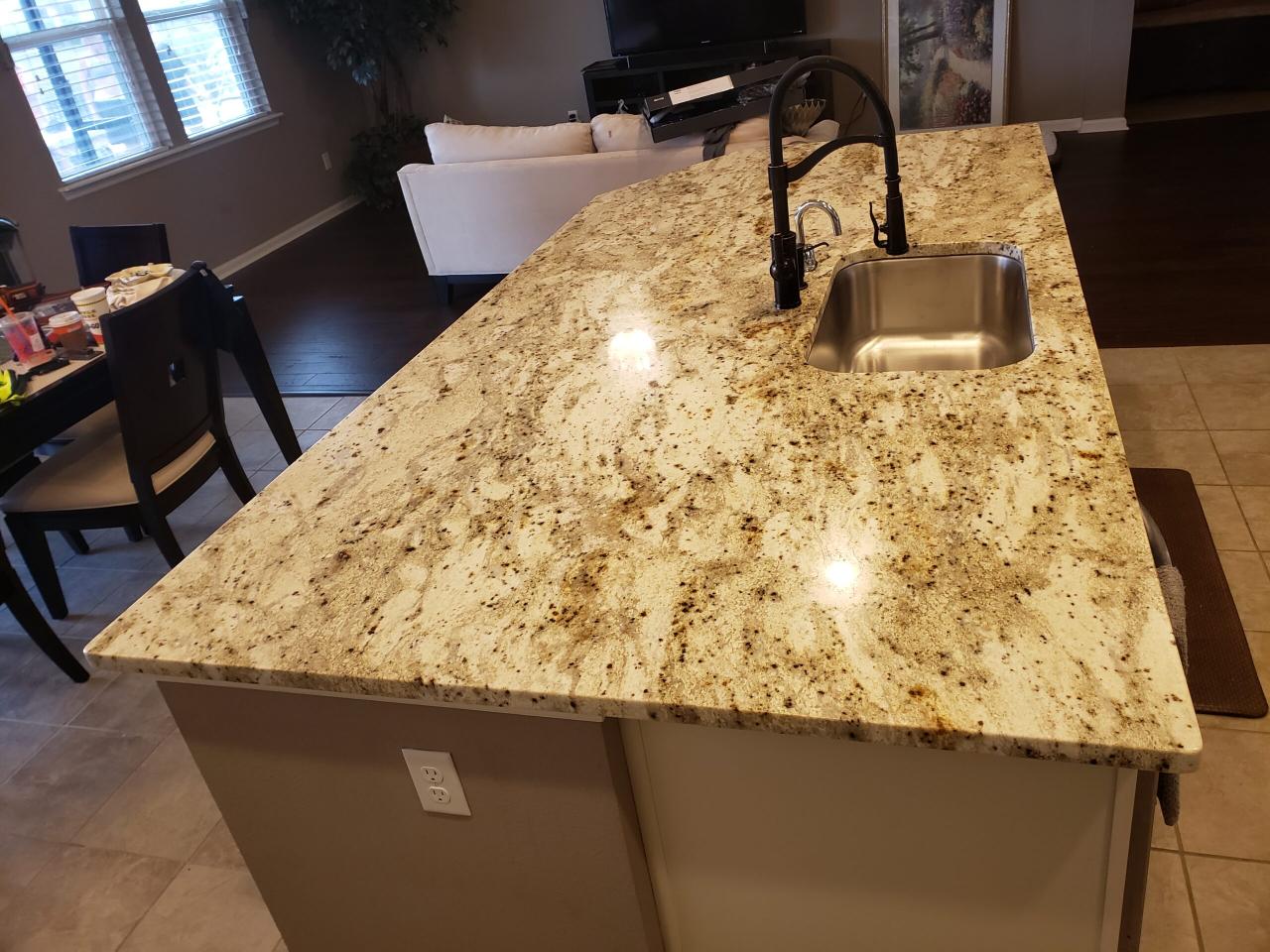Andromeda Gold Granite Kitchen Island - Precious Stone Cabinetry